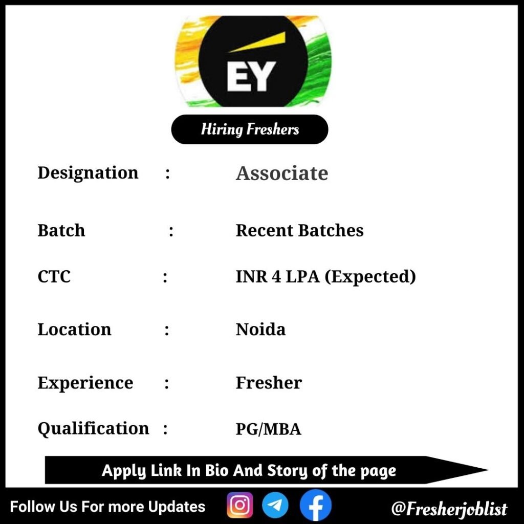 EY Off-campus Drive 2024 hiring Associate | PG/MBA - Fresher Job List