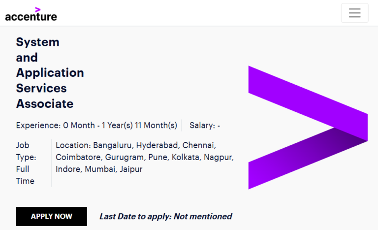 Accenture Off-campus Drive 2025 Hiring System and Application Services ...