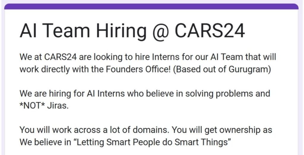 Cars24 Off-campus Drive 2025 hiring Interns | B-Tech/M-Tech - Fresher Job List