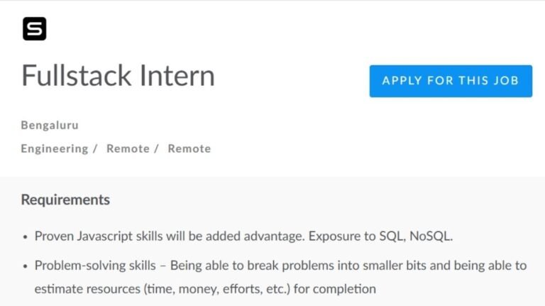 Sprinto Remote Job 2025 hiring Fullstack Intern | Bachelor's Degree - Fresher Job List