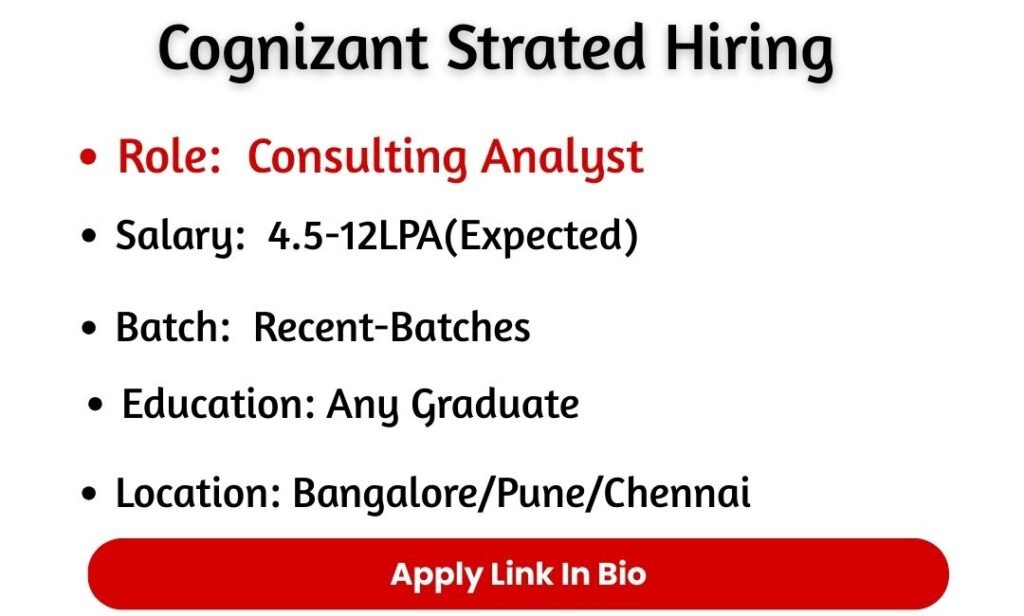 Cognizant Off-campus Drive 2025 hiring Consulting Analyst | Any ...